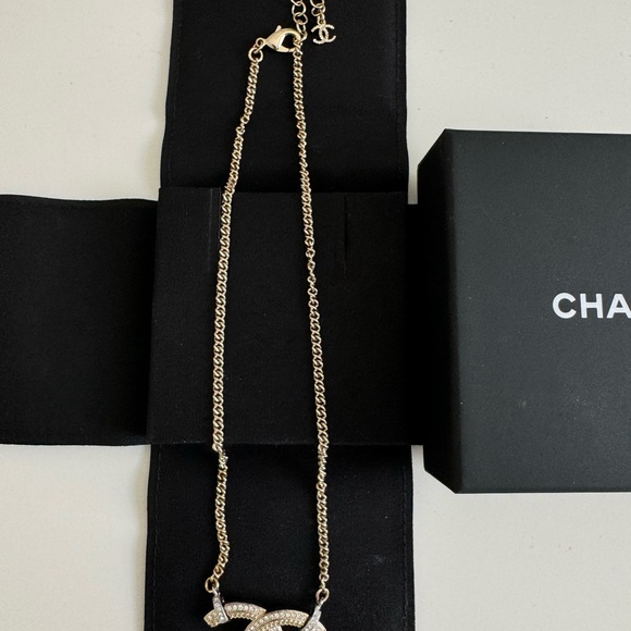 CHANEL | Jewelry | Chanel Gold Diamond Logo Necklace | Poshmark